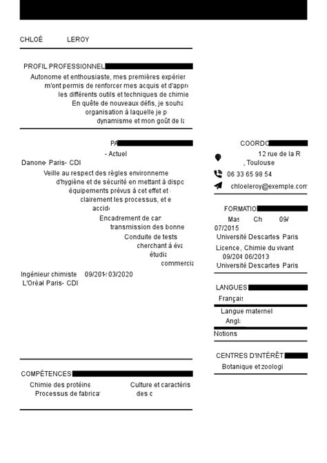 CV ingénieur chimiste modèles et exemples monCVParfait