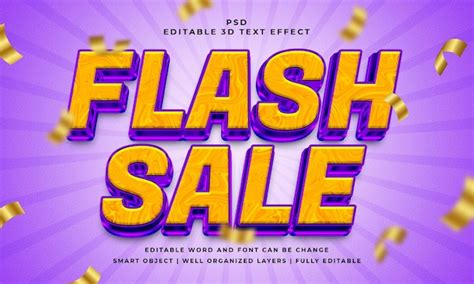 Vente Flash 3d Conception D effet De Texte Psd Modifiable Avec Arrière