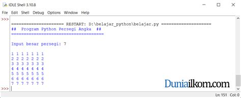 Latihan Kode Program Python Membuat Pola Persegi Bintang Riset