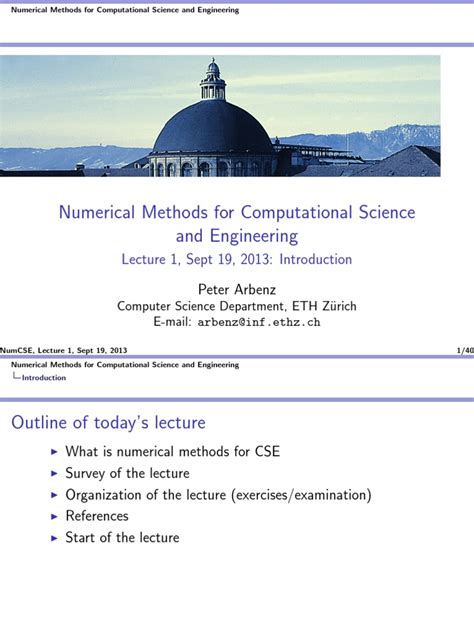 numerical methods for computational science and engineering lecture 1 sept 19 2013