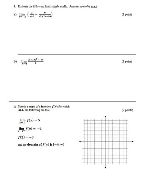solved 3 evaluate the following limits algebraically