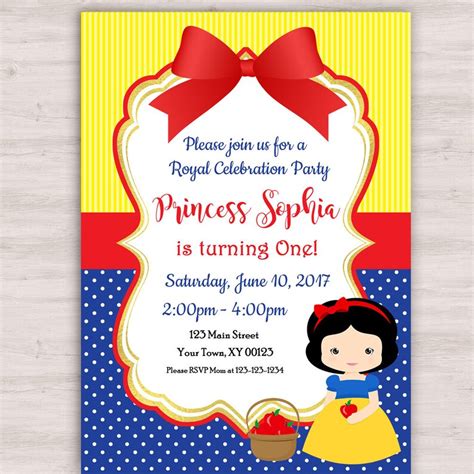 Invitaci N Cumplea Os Blancanieves Princesas Beb Cuentos Etsy