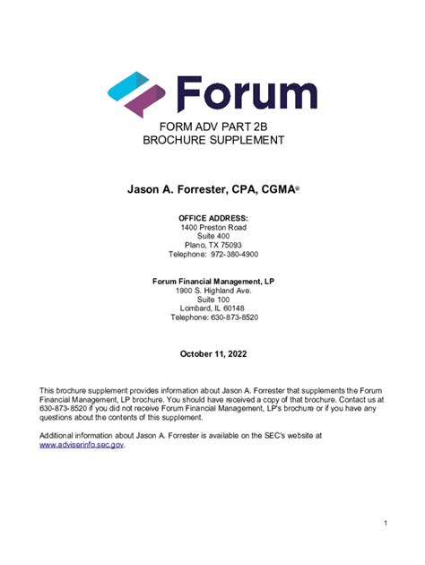 Fillable Online Form Adv Part 2b Disclosure Brochure Supplement Fax