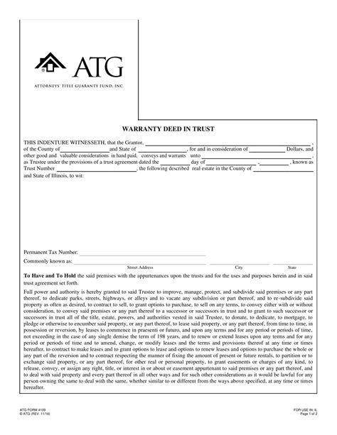 Free Printable Warranty Deed Form Templates PDF Word