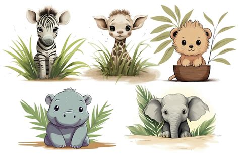 Zestaw Sute Baby śmieszne Zwierzęta Słoń Lew Zebra Hipopotam I żyrafa