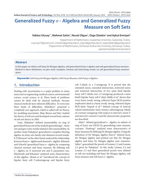 pdf generalized fuzzy σ algebra and generalized fuzzy measure on soft sets