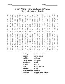 Sand Castles And Sand Palaces Vocabulary Word Search TPT