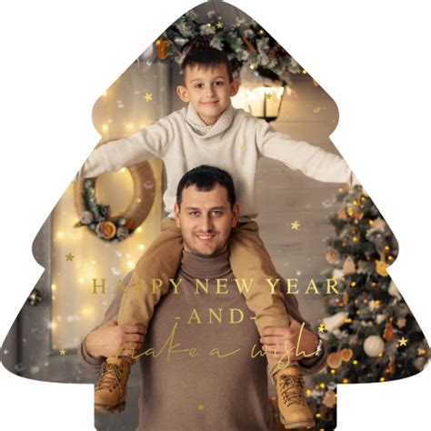 Kerstkaart Met Foto In De Vorm Van Een Kerstboom