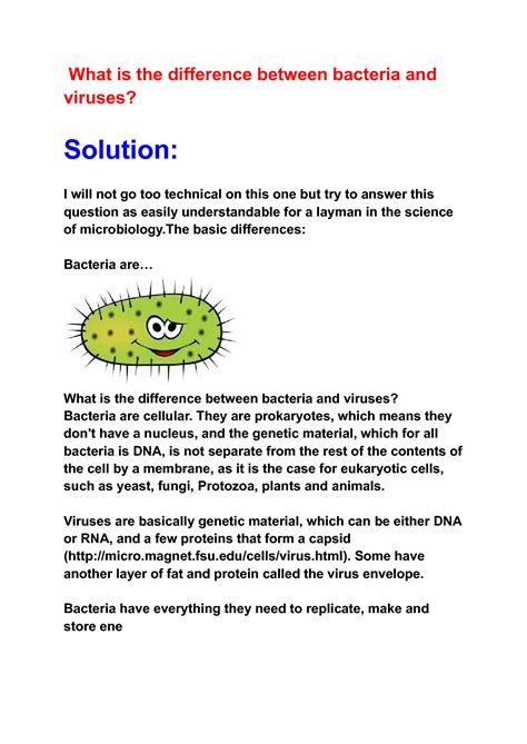 SOLUTION What Is The Difference Between Bacteria And Viruses Studypool