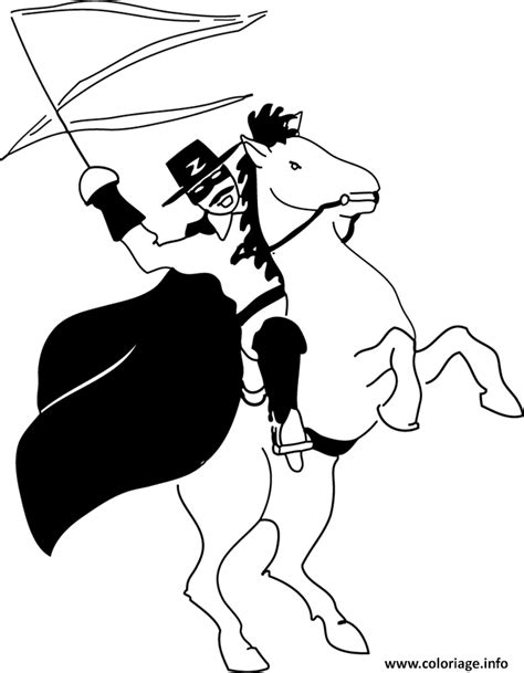 Coloriage Zorro Sur Son Cheval Tornado Dessin Zorro Imprimer