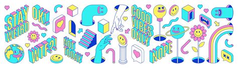 Paquete De Stickers De Graciosos Personajes De Caricatura Palabras Y