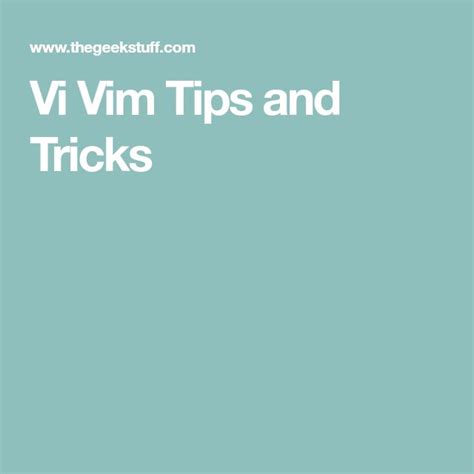 vi vim tips and tricks tips trick flow chart