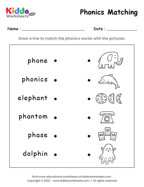 Free Printable Phonics Matching Worksheet Kiddoworksheets