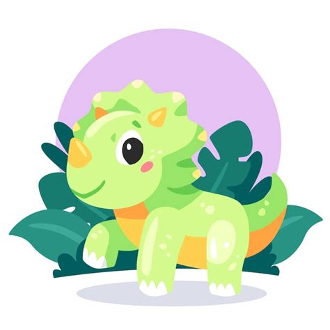 Dibujos animados adorable bebé dinosaurio ilustrado Vector Gratis