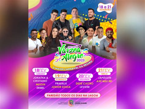 Divulgadas todas as atrações do Carnaval de Várzea Alegre 2023