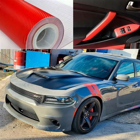 Vinil Automotriz Fibra Carbono Rojo X Cm Env O Gratis Gahlmot