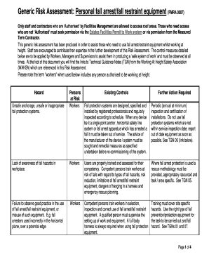 Fillable Online Workspace Imperial Ac 1st Draft Risk Assessment For Use