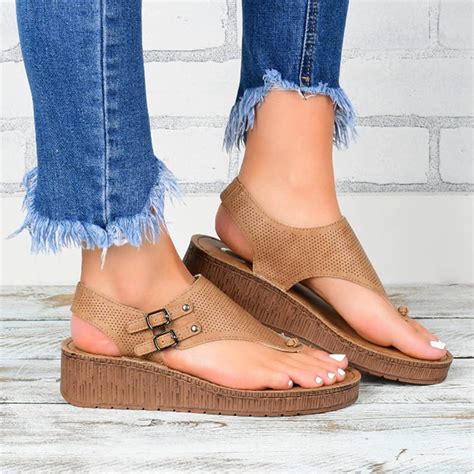 Damen Flip Flops Flache Sandalen Retro Bohemia Sommer Hausschuhe