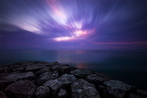 Wallpaper Sunlight Landscape Sunset Sea Night Rock Nature