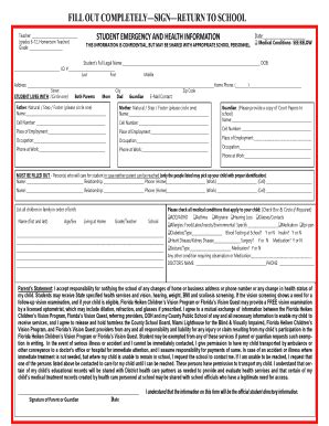 Fillable Online FILL OUT COMPLETELY SIGN RETURN TO SCHOOL Fax Email