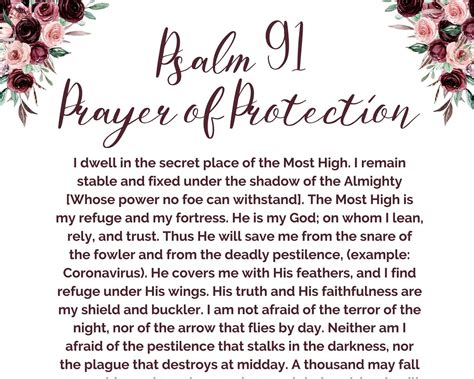 Psalm 91 Prayer Of Protection From Danger And From Diseases Etsy
