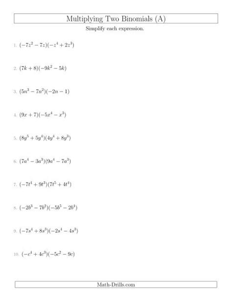 binomial theorem worksheet with answers pdf
