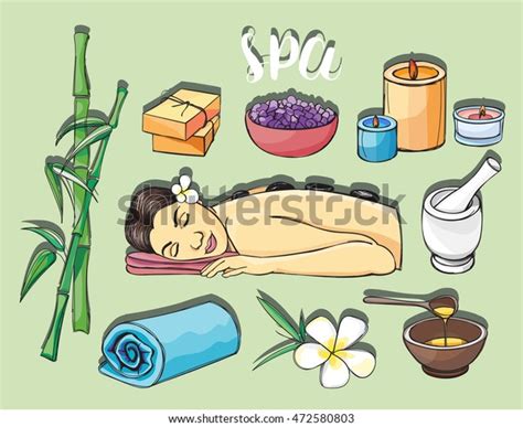 Spa Doodle Hand Drawn Sketch Icons Stock Illustration
