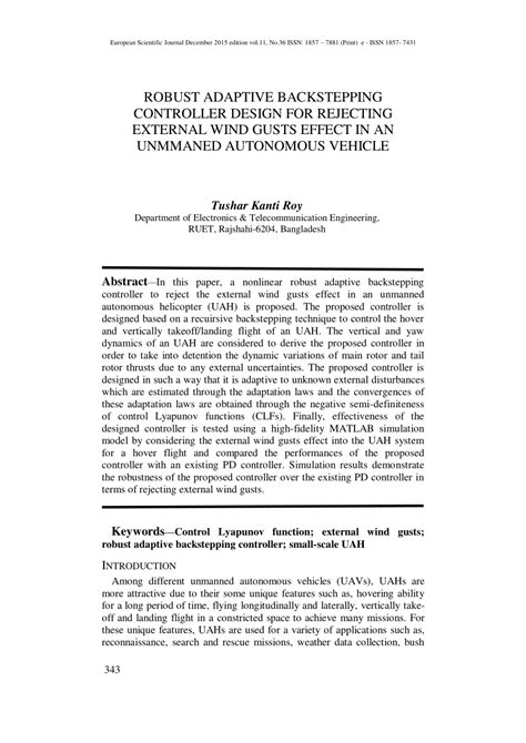 pdf robust adaptive backstepping controller design for rejecting external wind gusts effect in