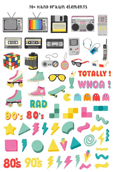 S Clipart Hand Drawn Eighties Nineties Nostalgia Clip Art Etsy