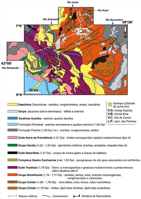Mapa Geológico simplificado da área de estudo cartografado em escala
