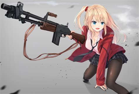 Fondos de pantalla ilustración pistola rubia pelo largo Anime