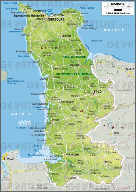 Carte De La Manche Manche Carte Des Villes Communes Politique