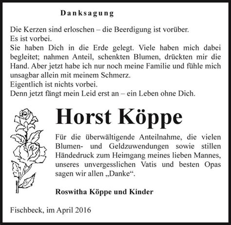 Traueranzeigen Von Horst K Ppe Abschied Nehmen De