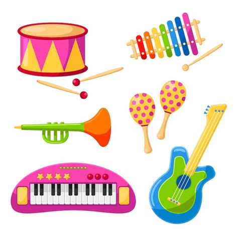 Conjunto De Ilustraciones Vectoriales De Lindos Instrumentos Musicales