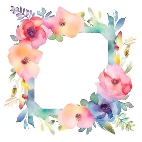 Premium AI Image Watercolor Floral Frame With A Watercolor Flower Border
