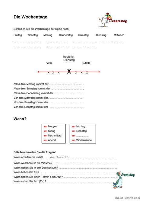 Jahreszeiten Monate Tage Deutsch DAF Arbeitsblätter pdf doc