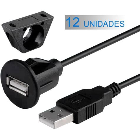 Kit Cabos Usb Extens O Macho Femea Para Central Multim Dia