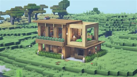 Minecraft Tutorial How To Build A Wooden Modern Survival House YouTube