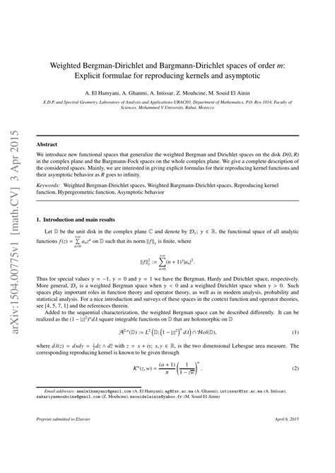 pdf weighted bergman dirichlet and bargmann dirichlet spaces of order m explicit formulae
