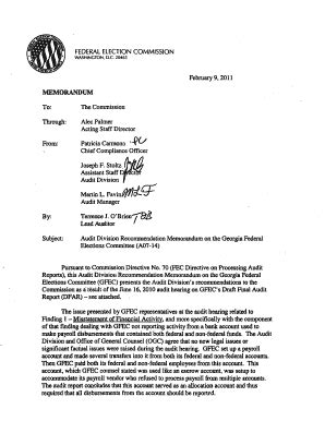 Fillable Online Fec Audit Division Recommendation Memorandum Federal
