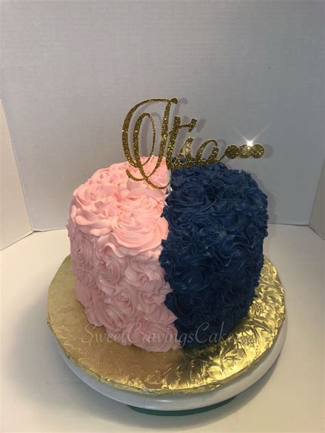 Gender Reveal Rosette Cake Navy Pink Gender Reveal Themes Baby