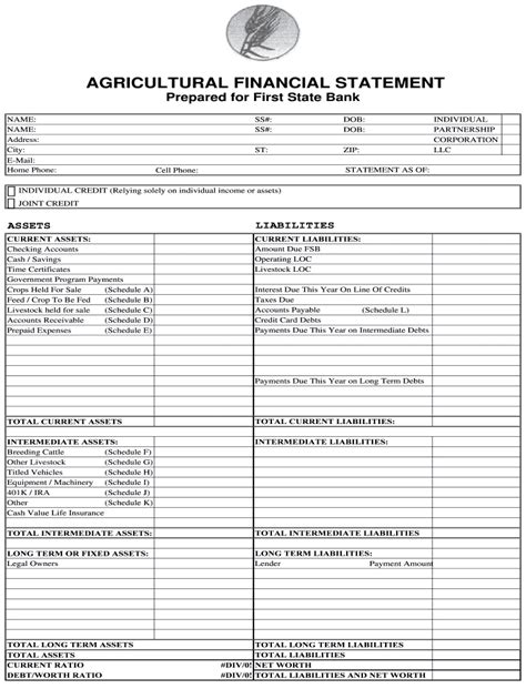Farm Financial Statement Fill Online Printable Fillable Intended