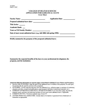 Fillable Online Mc Uky Sabbatical Leave Application Form Mc Uky Fax