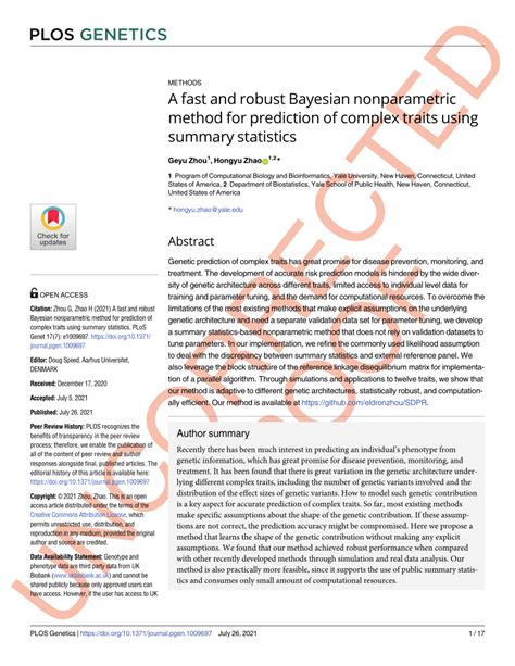 pdf a fast and robust bayesian nonparametric method for prediction of complex traits using
