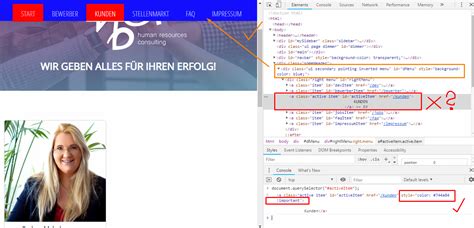 Javascript Changing CSS When Scrolling Working In Console And