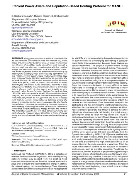 pdf efficient power aware and reputation based routing protocol for manet