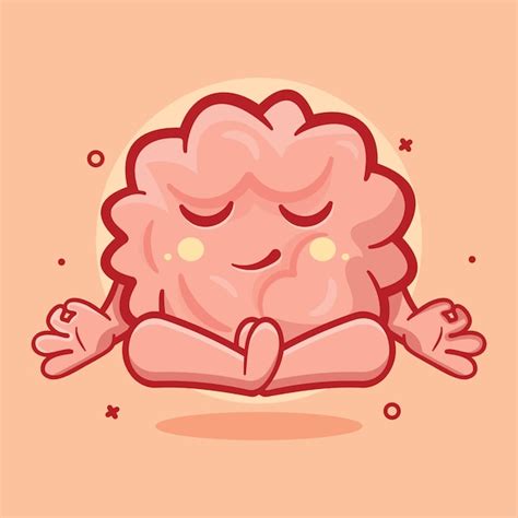 Mascota de personaje de cerebro tranquilo con pose de meditación de