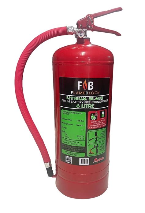 FlameBlock Lithium Battery Fire Extinguisher 6 Litre Store MCI