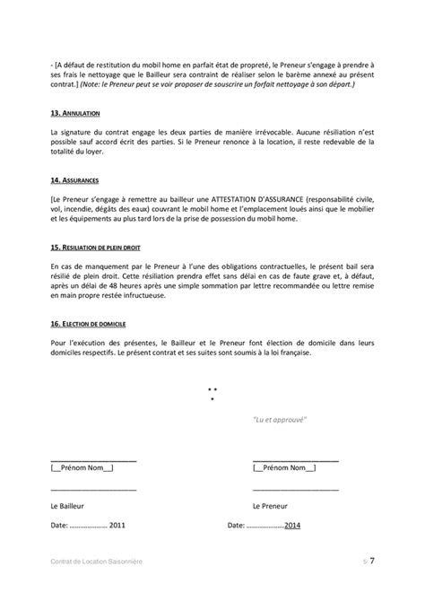 Contrat De Location Saisonniere DOC PDF Page 5 Sur 7