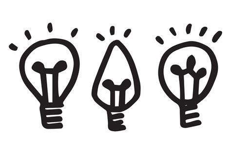 Light Bulb With Shining Light Cartoon Style Flat Style Hand Drawn